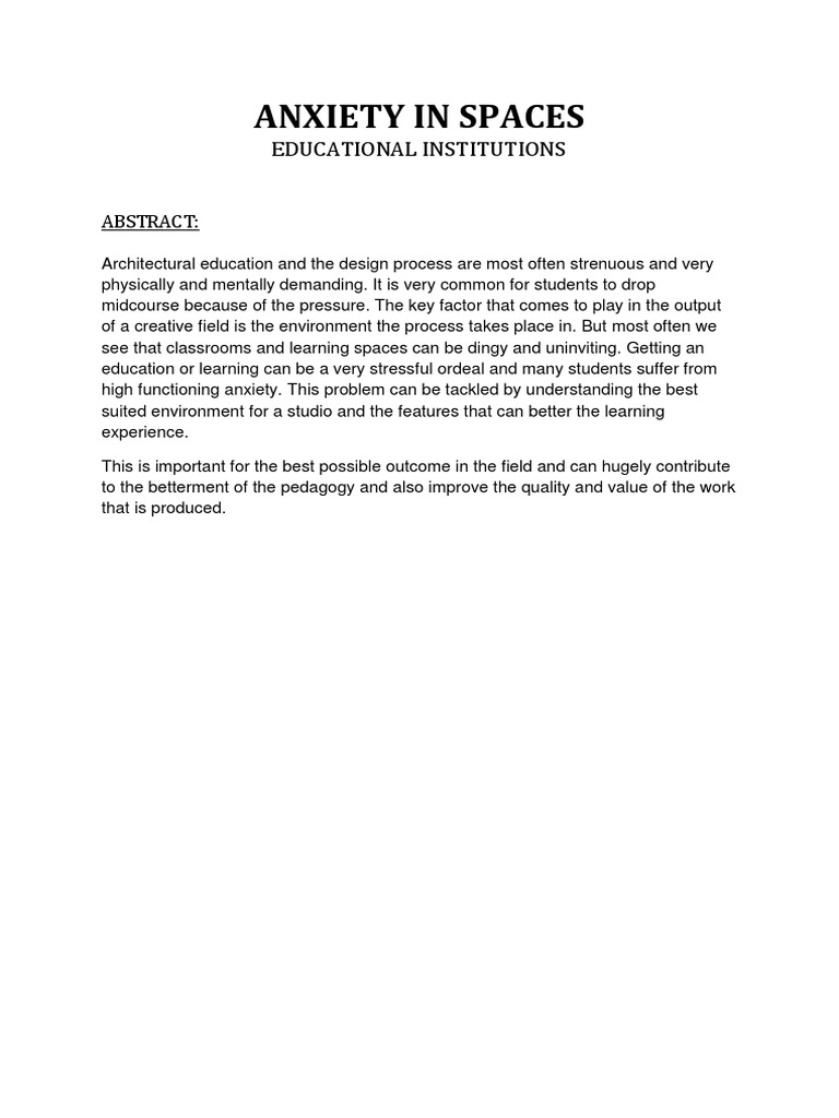 Anxiety in Spaces | PDF