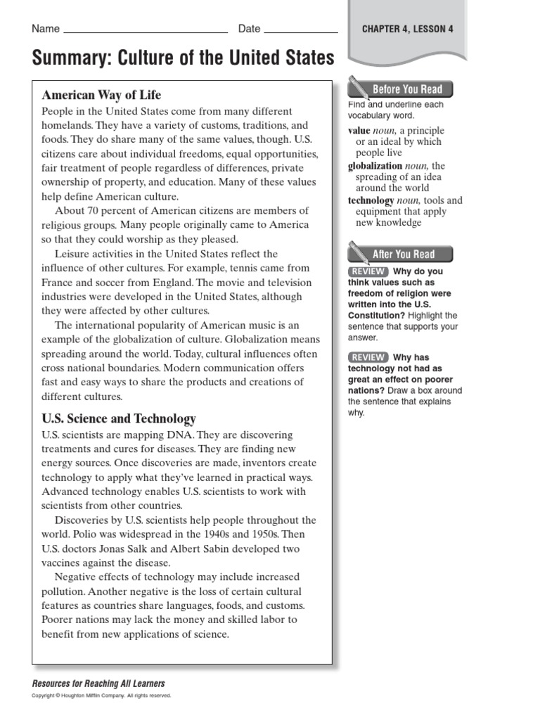 Summary: Culture of The United States: American Way of Life | PDF | The ...