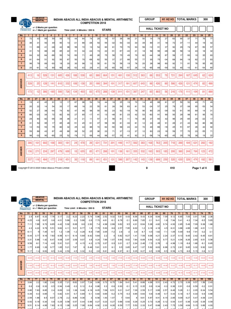 Ss QP 410 Indian Abacus | PDF | Teaching Mathematics