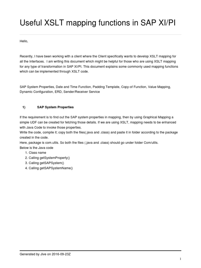 Useful XSLT Mapping Functions in SAP XI/PI | PDF | Xslt | Component Object Model