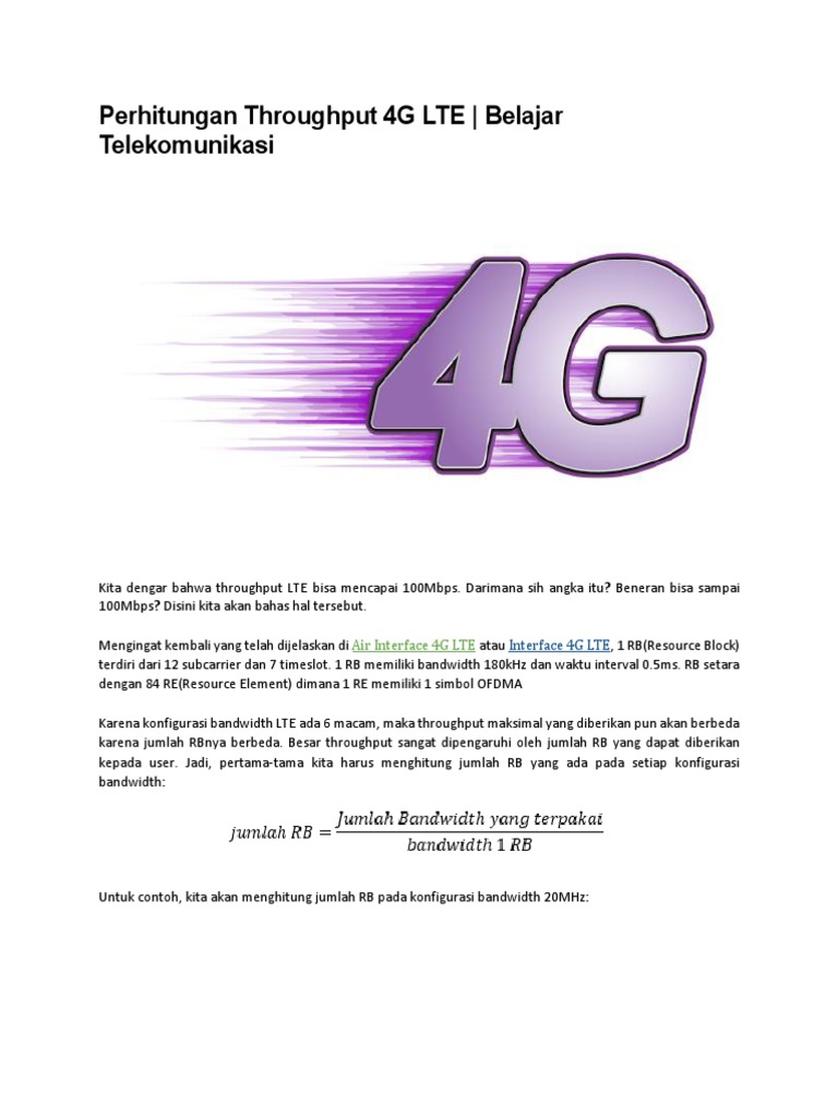 Rumus Perhitungan Throughput LTE | PDF