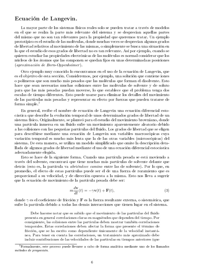 Langevin | PDF | Movimiento (física) | Moléculas