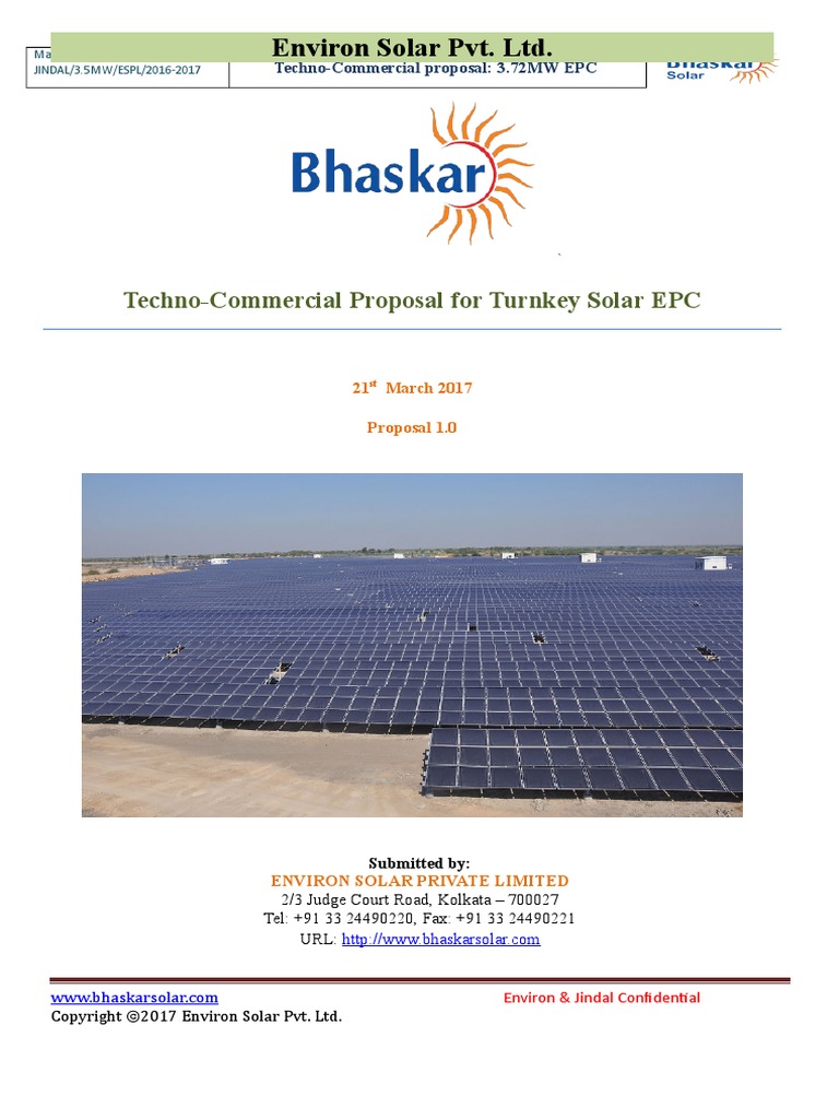 Techno-Commercial Proposal For EPC 3.5MW | PDF | Photovoltaics ...