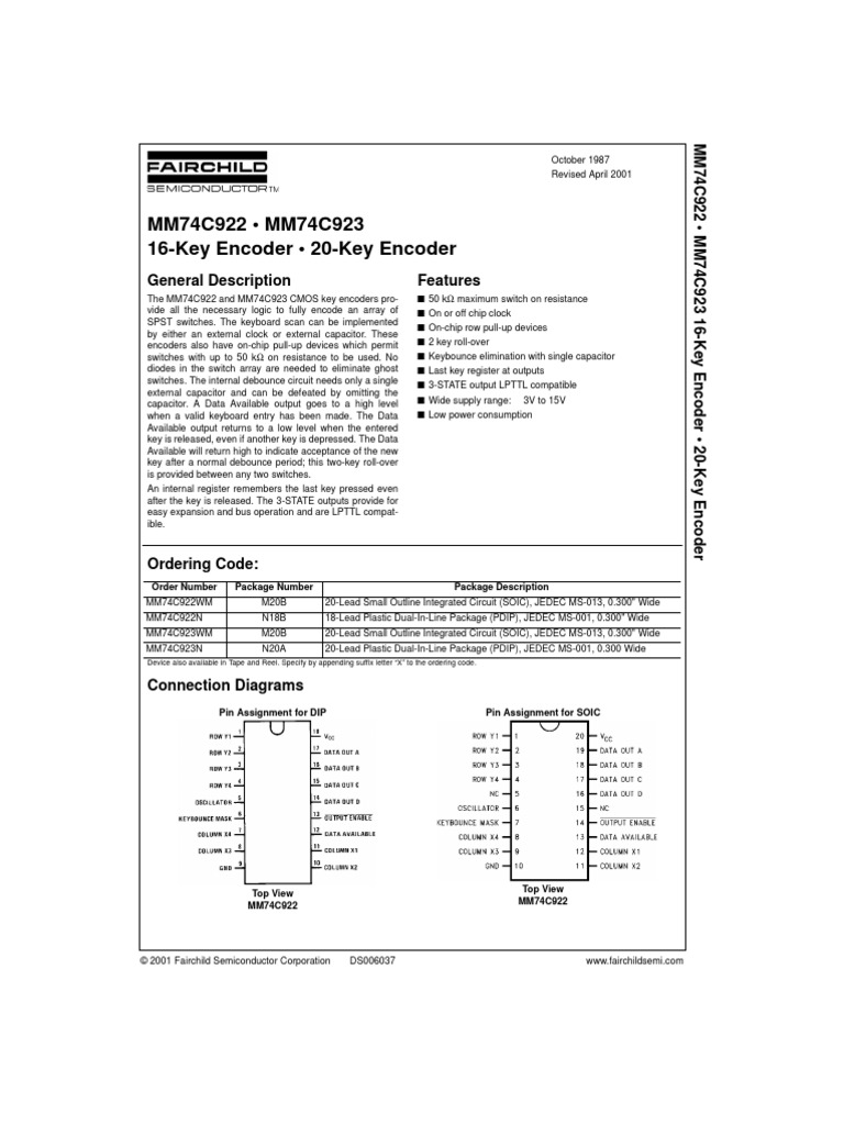 MM74C922 | Electronic Circuits | Switch