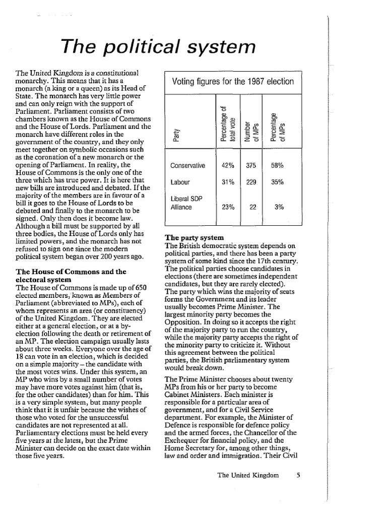 Overview of the UK Political System | PDF | Political Parties | Monarchy