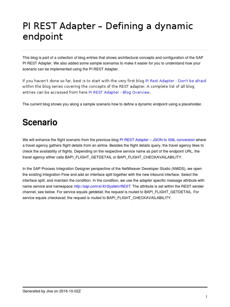 PI REST Adapter - Using Dynamic | PDF | Representational State Transfer ...