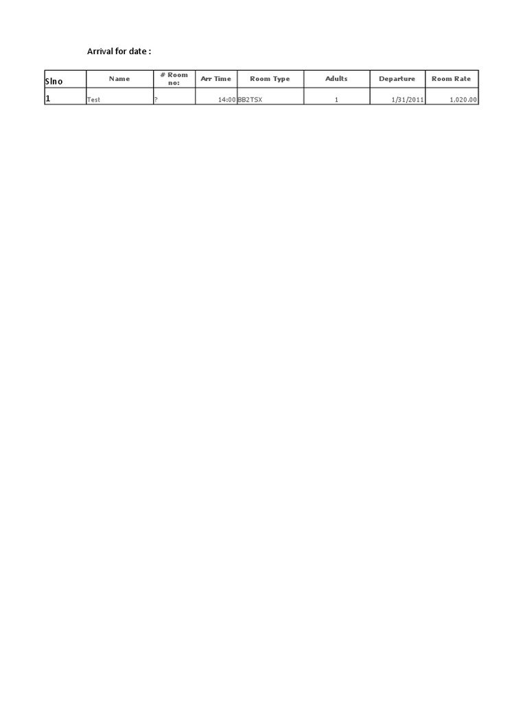 Arrival Report Format Example | PDF
