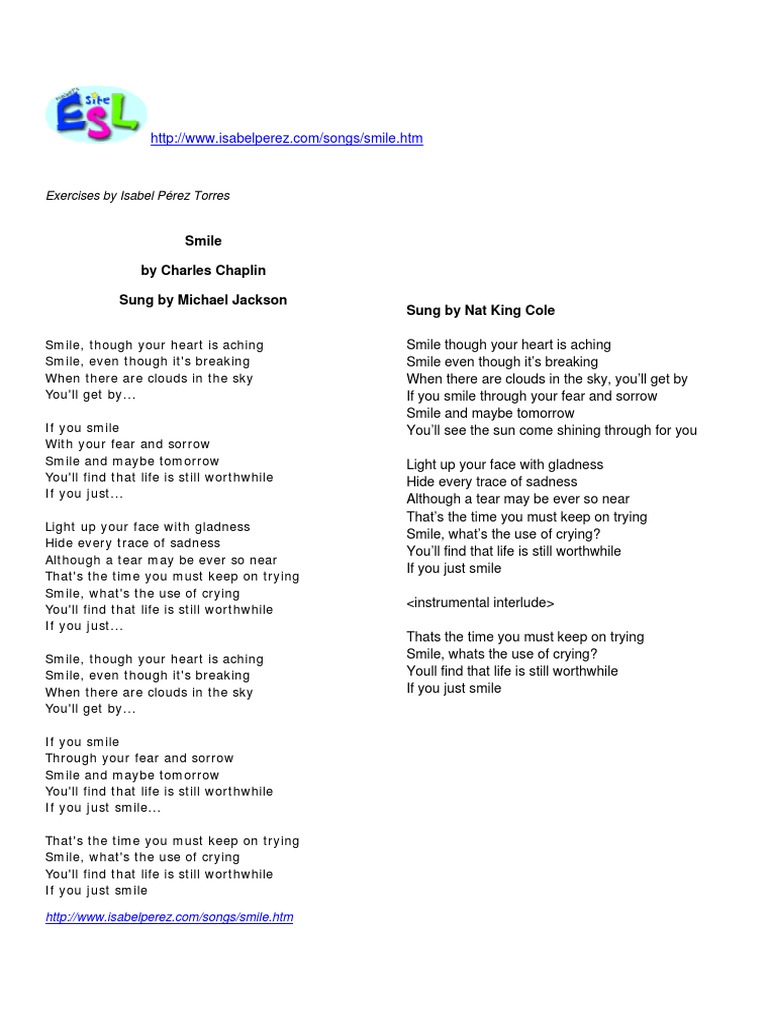 Smile Song Lyrics & Videos by Chaplin, Jackson, Cole | PDF | Leisure