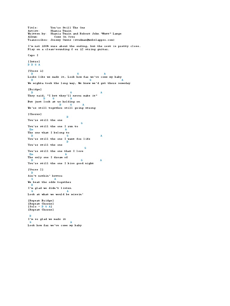 Still The One | PDF | Billboard Number One Singles | Recorded Music