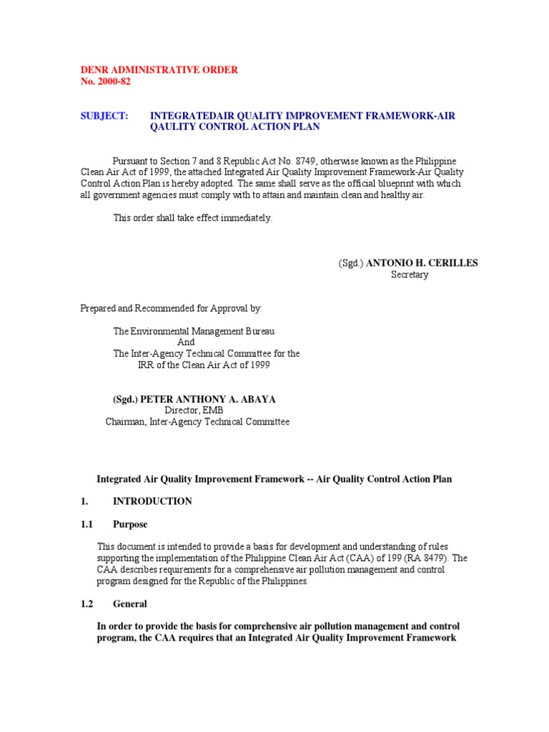 DAO 2000-82 - Integrated Air Quality Improvement Framework | PDF ...
