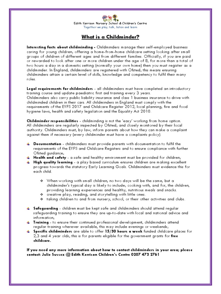 What Is A Childminder | PDF | Nanny | Child Care