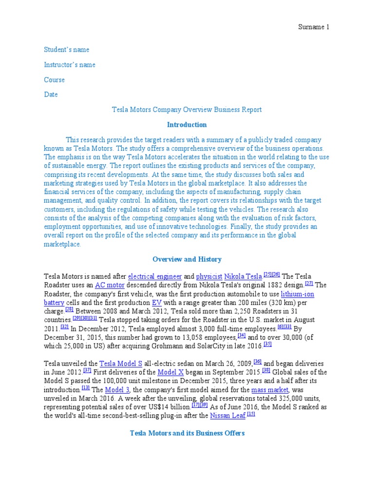 Tesla Business Report for Students | PDF | Tesla Model S ...