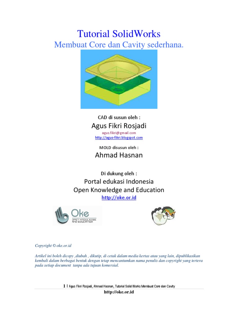 Tutorial Solid Works - Membuat Core Dan Cavity Sederhana | PDF