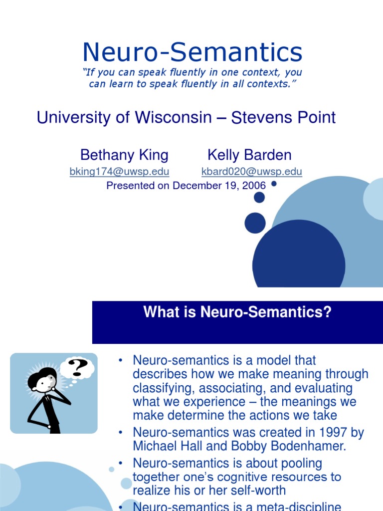 Neuro Semantics Pdf Stuttering Thought
