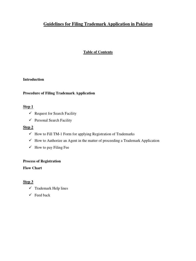 Guidelines For Filing Trademark Application in Pakistan | PDF ...