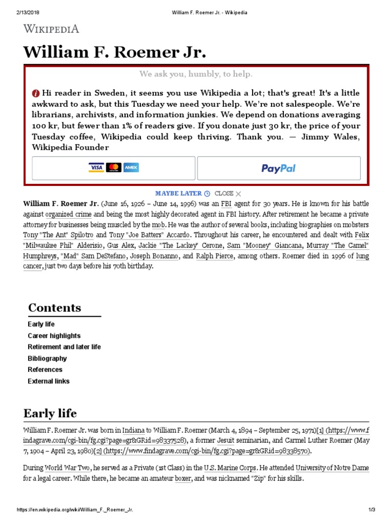 William F. Roemer JR | PDF | American Mafia | Gang Activity