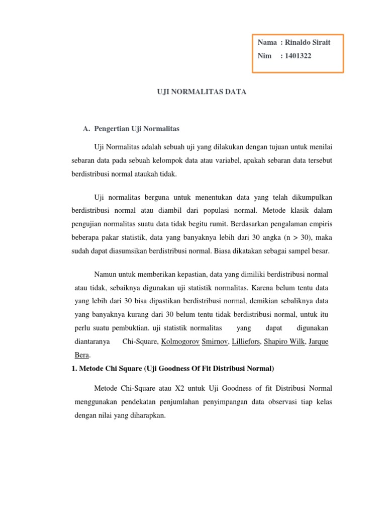 Uji Normalitas Data | PDF