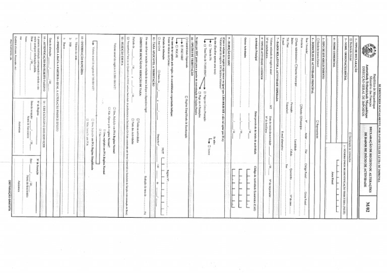Declaracao de Registo Ou Alteracoes de Dados de Inicio de Actividade ...
