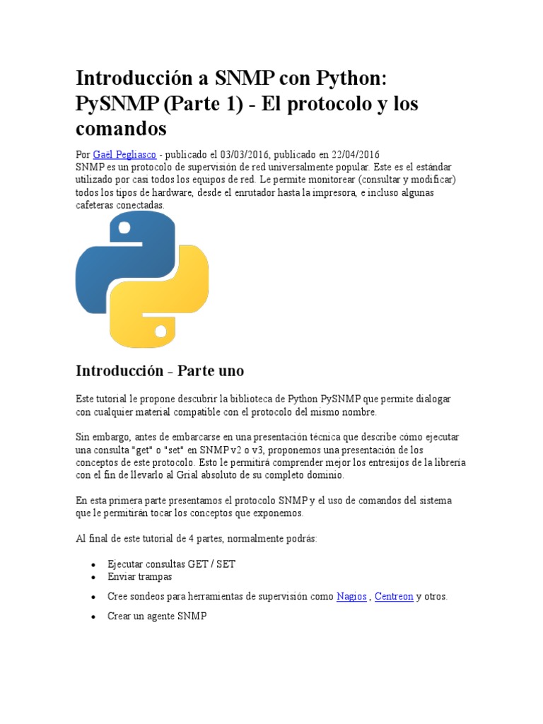 Introducción A SNMP Con Python | PDF | Redes de computadoras | Informática
