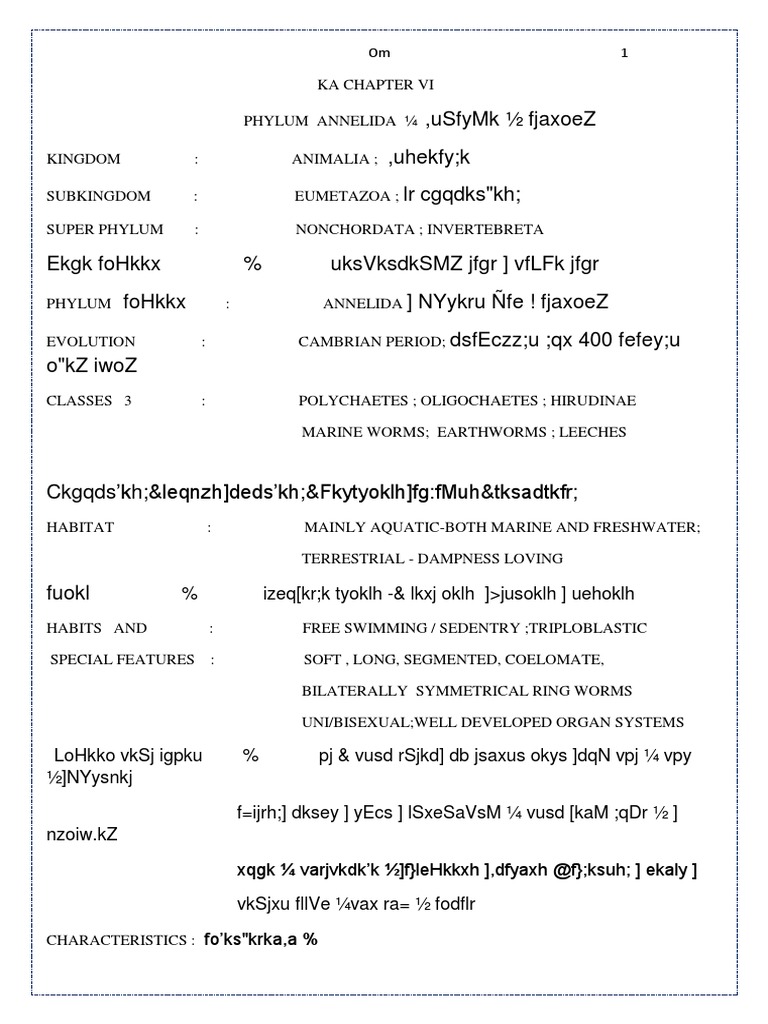 Kingdom Animalia Chapter 9 Annelida P 1to7 Jantu VI Parichay 1 | PDF ...