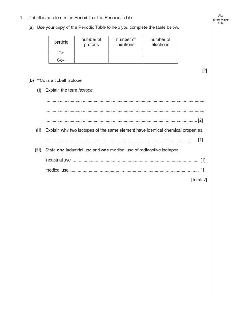 Cobalt Isotopes and Atomic Structure Quiz | PDF | Isotope | Atoms