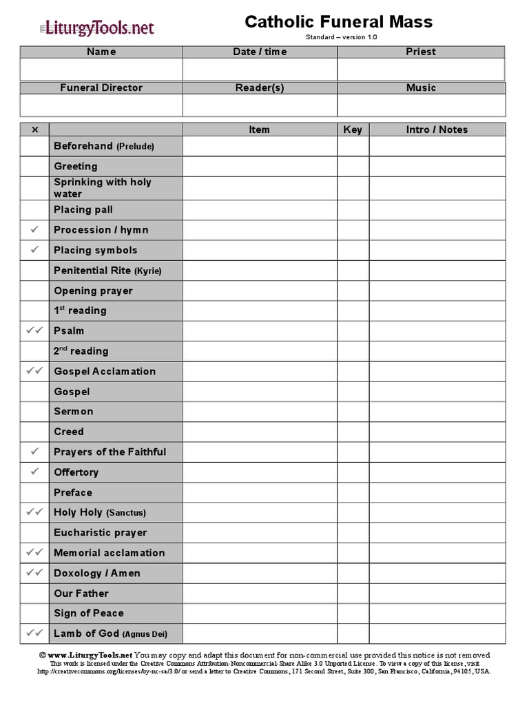 Catholic Requiem Mass Funeral Template | PDF | Mass (Liturgy) | Eastern ...