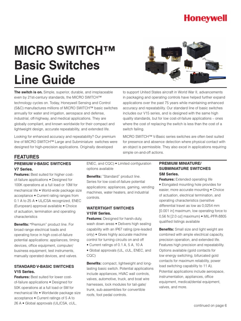 MICRO SWITCH™ Basic Switches Line Guide - 004649-8-EN | PDF | Switch ...