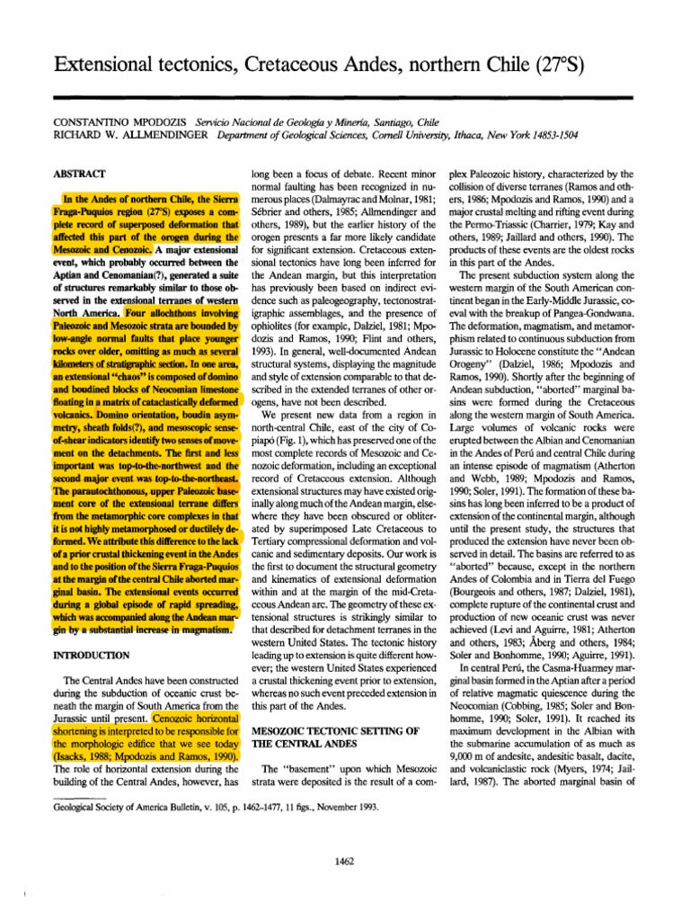 Extensional Tectonics, Cretaceous Andes, northern Chile (27°S) | PDF ...