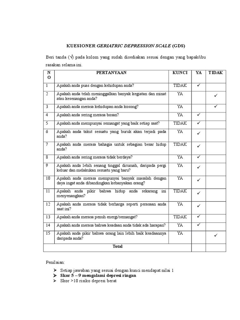 Kuesioner Geriatric Depression Scale | PDF