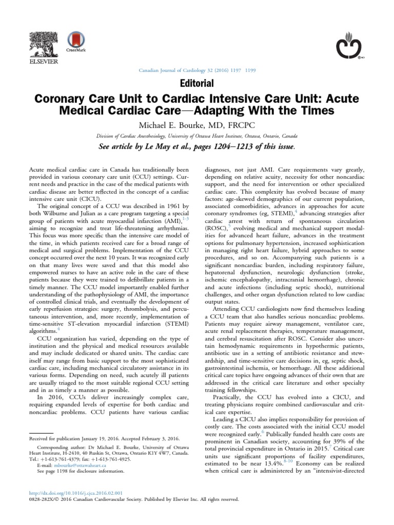 Coronary Care Unit To Cardiac Intensive Care Unit: Acute Medical ...