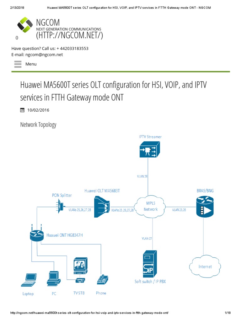 MA5600T OLT Configuration for HSI, VOIP, IPTV | PDF | Session ...