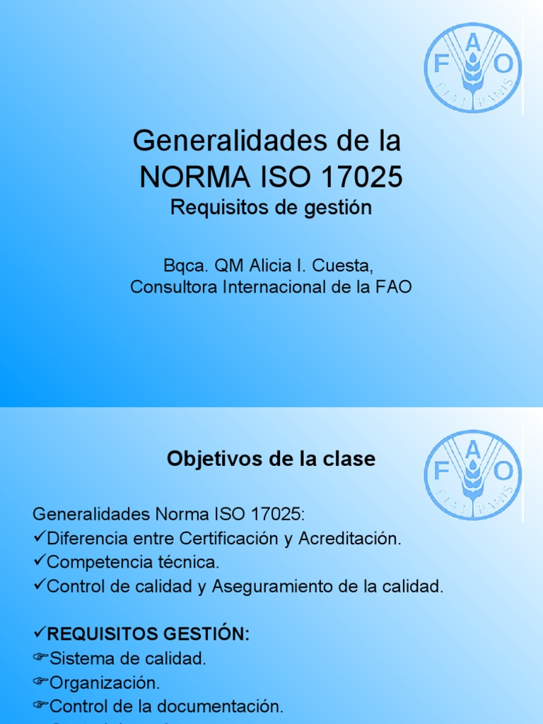 Requisitos de gestión de calidad y competencia técnica según la Norma ISO 17025 para ...