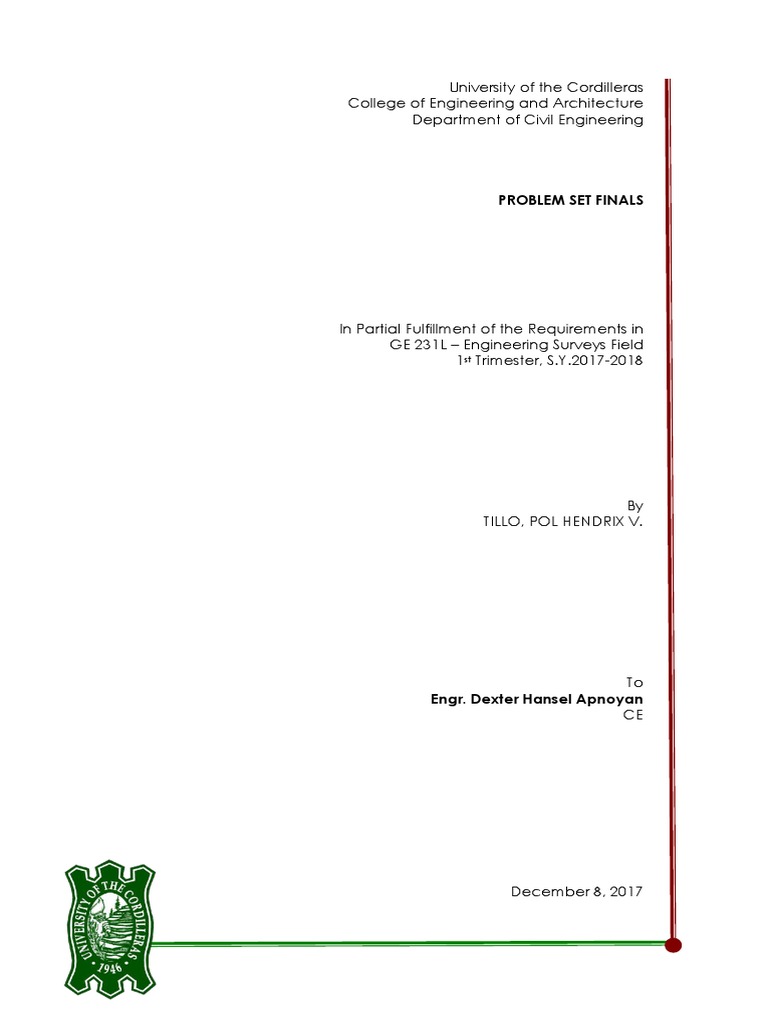 Cover Page Problem Set | PDF