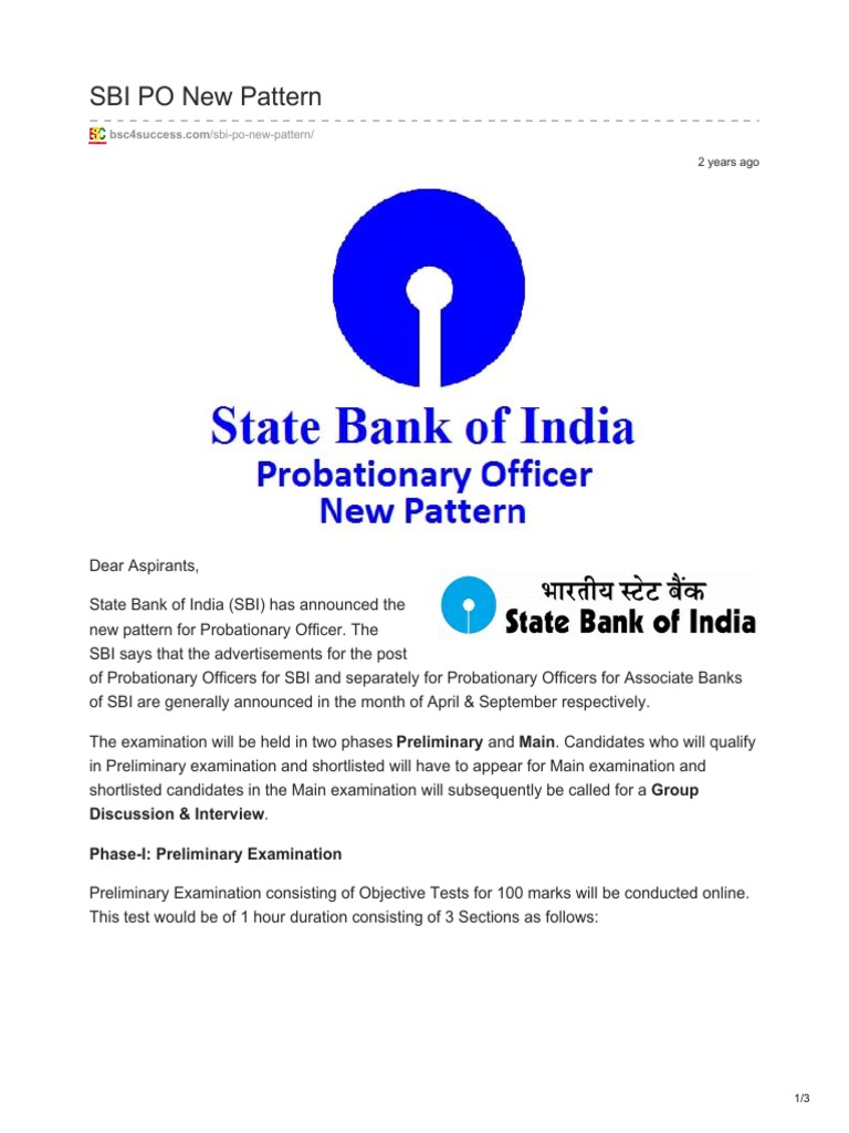 SBI PO New Pattern PDF | Download Free PDF | Standardized Tests | Test ...