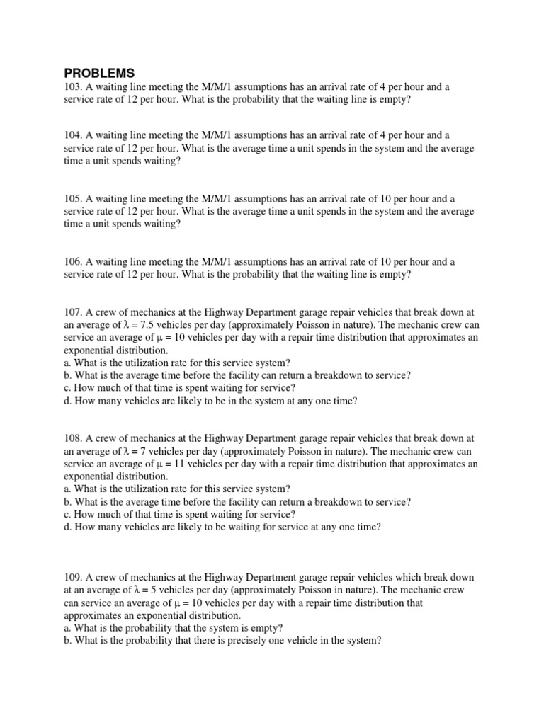 Queuing Problems | PDF | Poisson Distribution | Teaching Mathematics