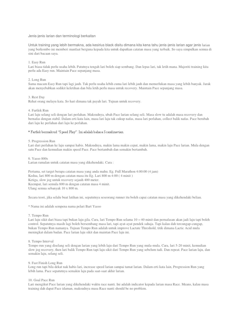 Jenis-Jenis Larian | PDF | Karier & Perkembangan