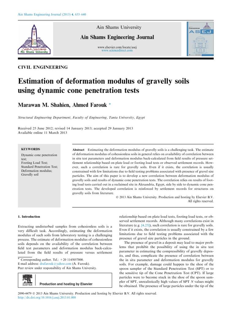 Deformation Modulus of Gravelly Soils by DCP | PDF | Geotechnical ...