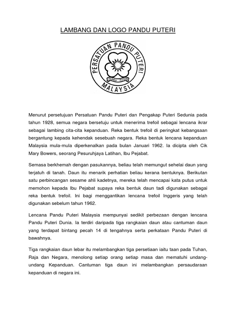 Lambang Dan Logo Pandu Puteri | PDF