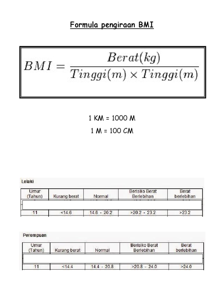 Formula Pengiraan Bmi Pdf