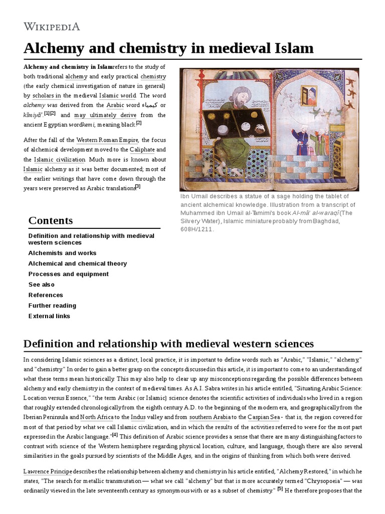 Alchemy and Chemistry in Medieval Islam | PDF | Alchemy | Religion And ...