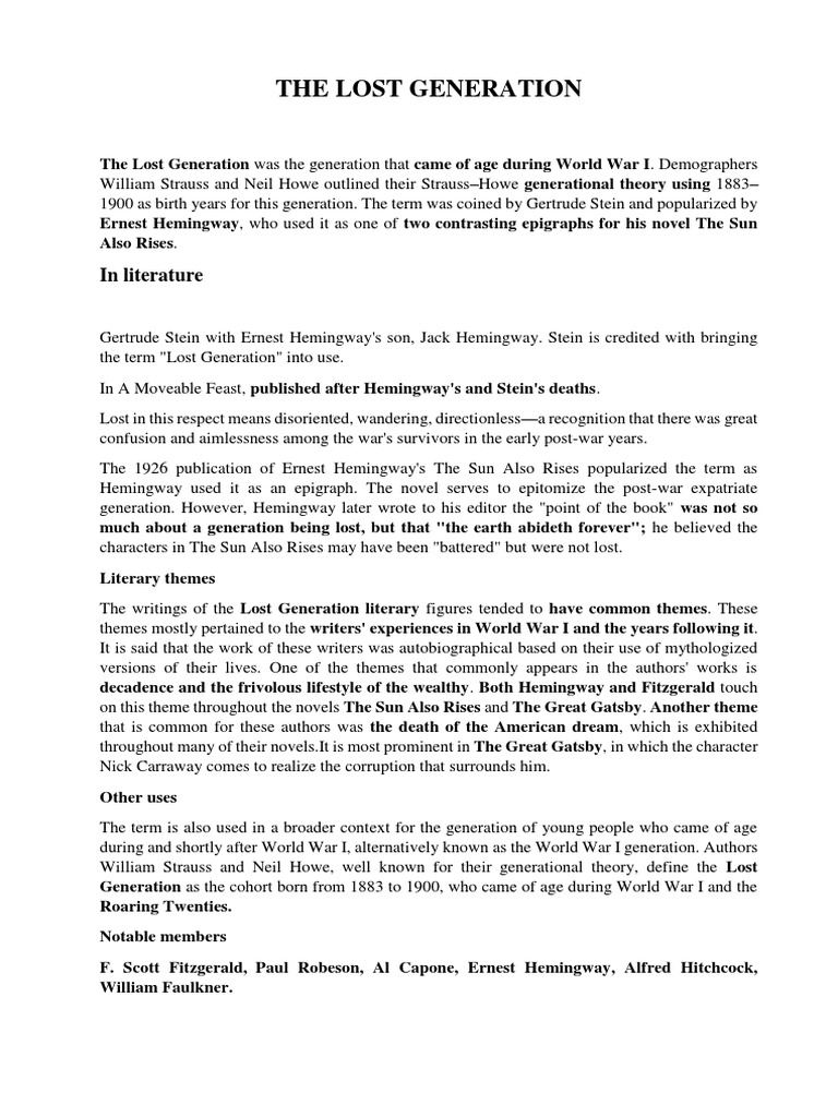 The Lost Generation1 | PDF | English Language Literature | Works