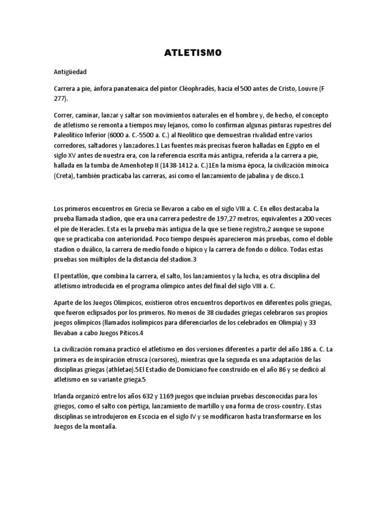 ATLETISMO Historia Del Atletismo Elementos Del Atletismo Restencia ...