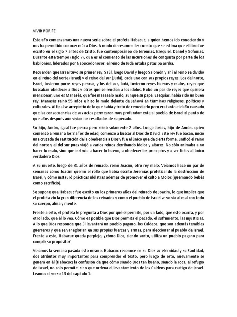 Estudio de Habacuc Capítulo 2 | PDF | Fe | David