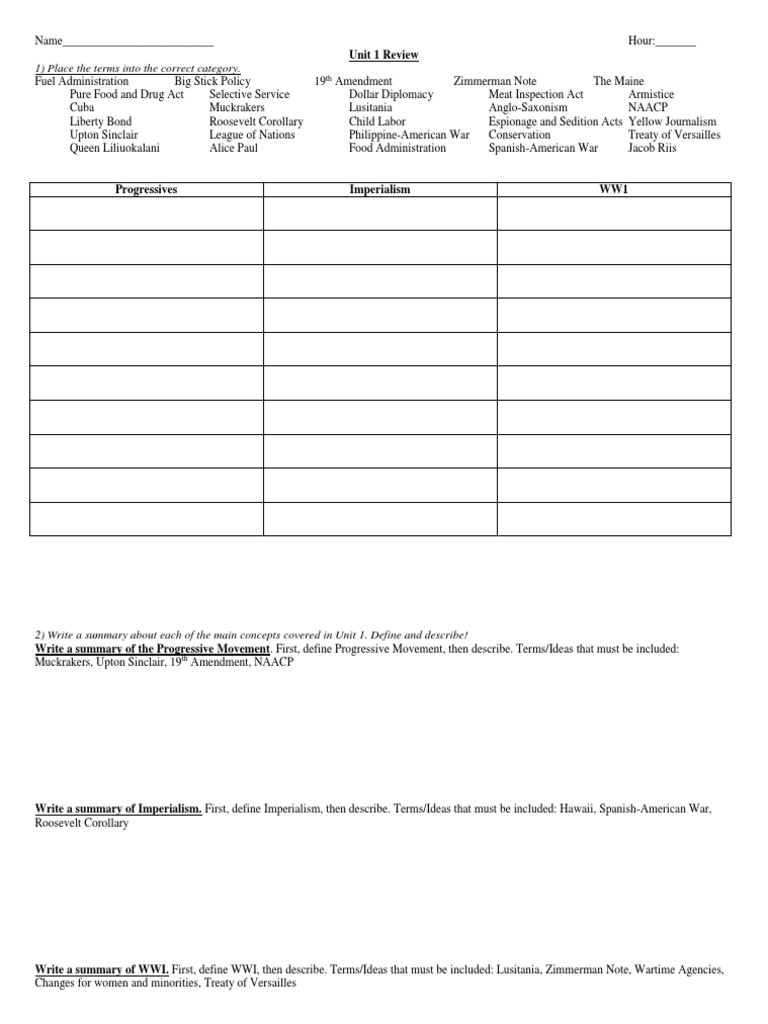 Ush Unit 1 Review | PDF