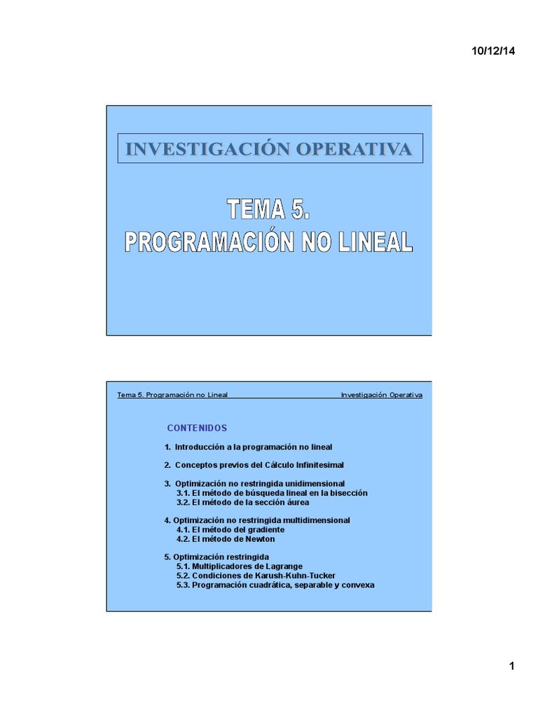 Programación No Lineal | PDF | Programacion no lineal | Optimización ...