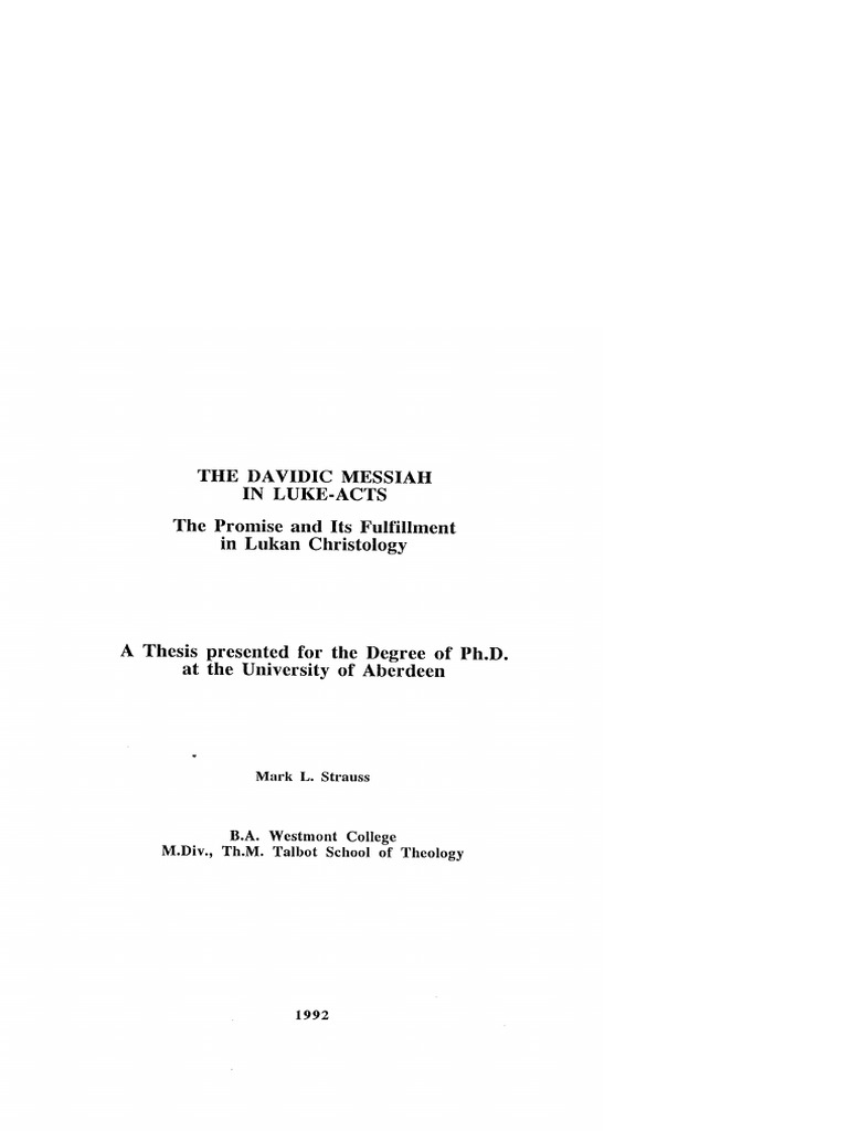 The Davidic Messiah in Luke by Strauss | PDF