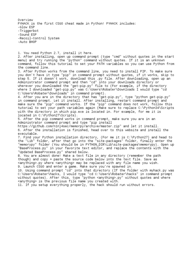 Csgo Python Instruction | PDF | Command Line Interface | Directory (Computing)