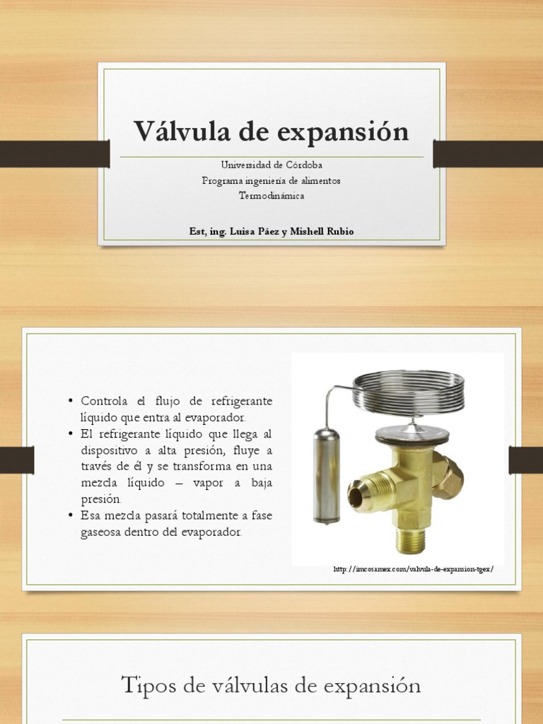 Termodinámica y tipos de válvulas de expansión en sistemas de ...
