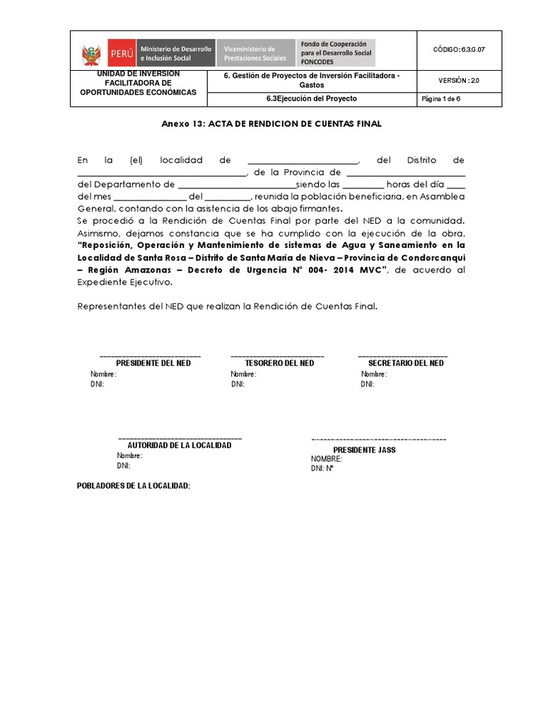 Modelo de Actas Final Final | Descargar gratis PDF | Gobierno