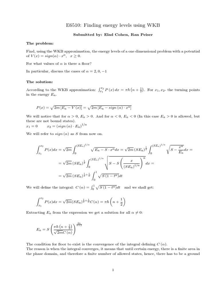 WKB Approximation Problem | PDF | Integral | Mathematical Objects